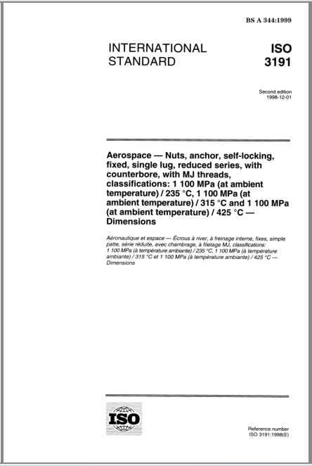 ISO 3191-1998【中文版翻译+PDF原版】航空航天MJ螺纹沉孔缩径系列的单耳自锁固定式螺母和铰钉,分类 - 知乎