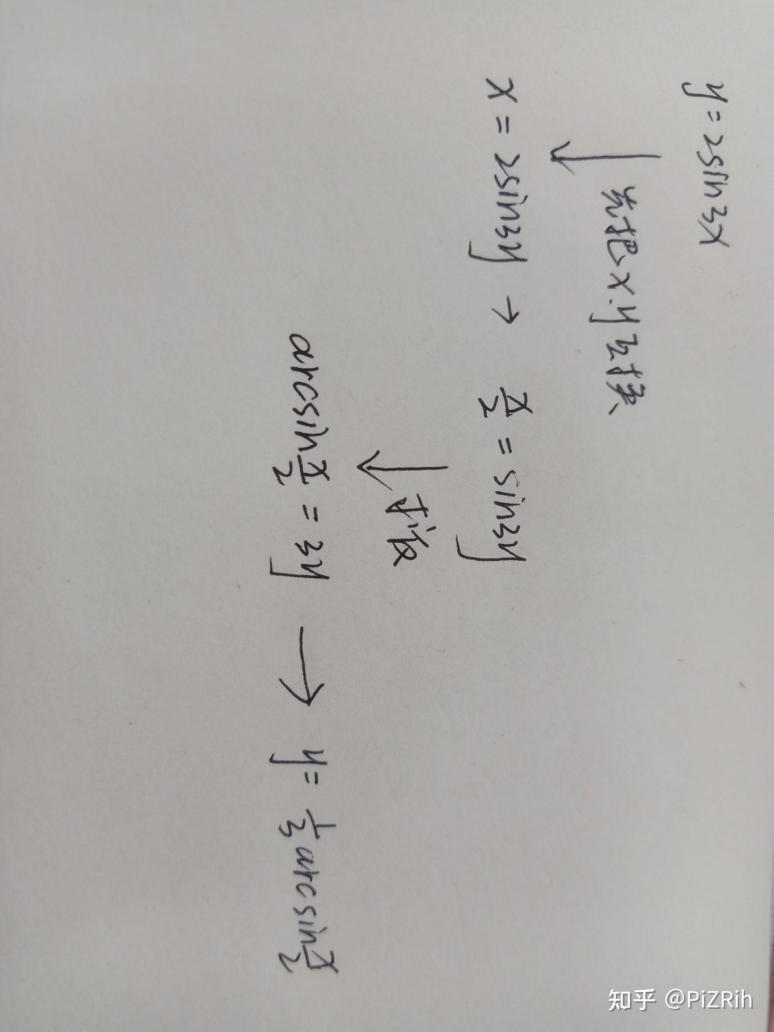 y=2sin3x的反函数怎么求？ - 知乎