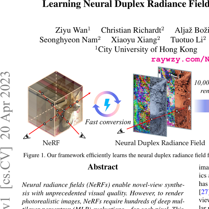 Learning Neural Duplex Radiance Fields for Real-Time View Synthesis - 知乎