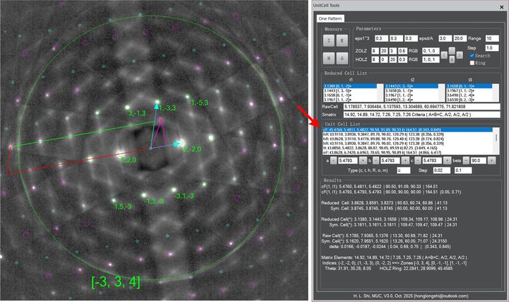 UnitCell Tools：One Pattern——利用一张带轴电子衍射确定未知材料的晶格参数（应用一） - 知乎