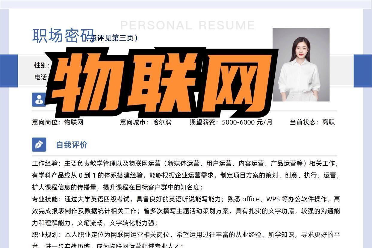 物联网求职简历模板优质简历范文可直接用 - 知乎