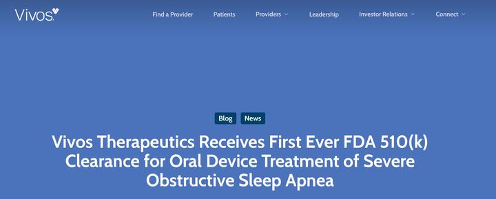 Vivos公司可用于治疗重度阻塞性睡眠呼吸暂停的口腔矫治器获批 - 知乎