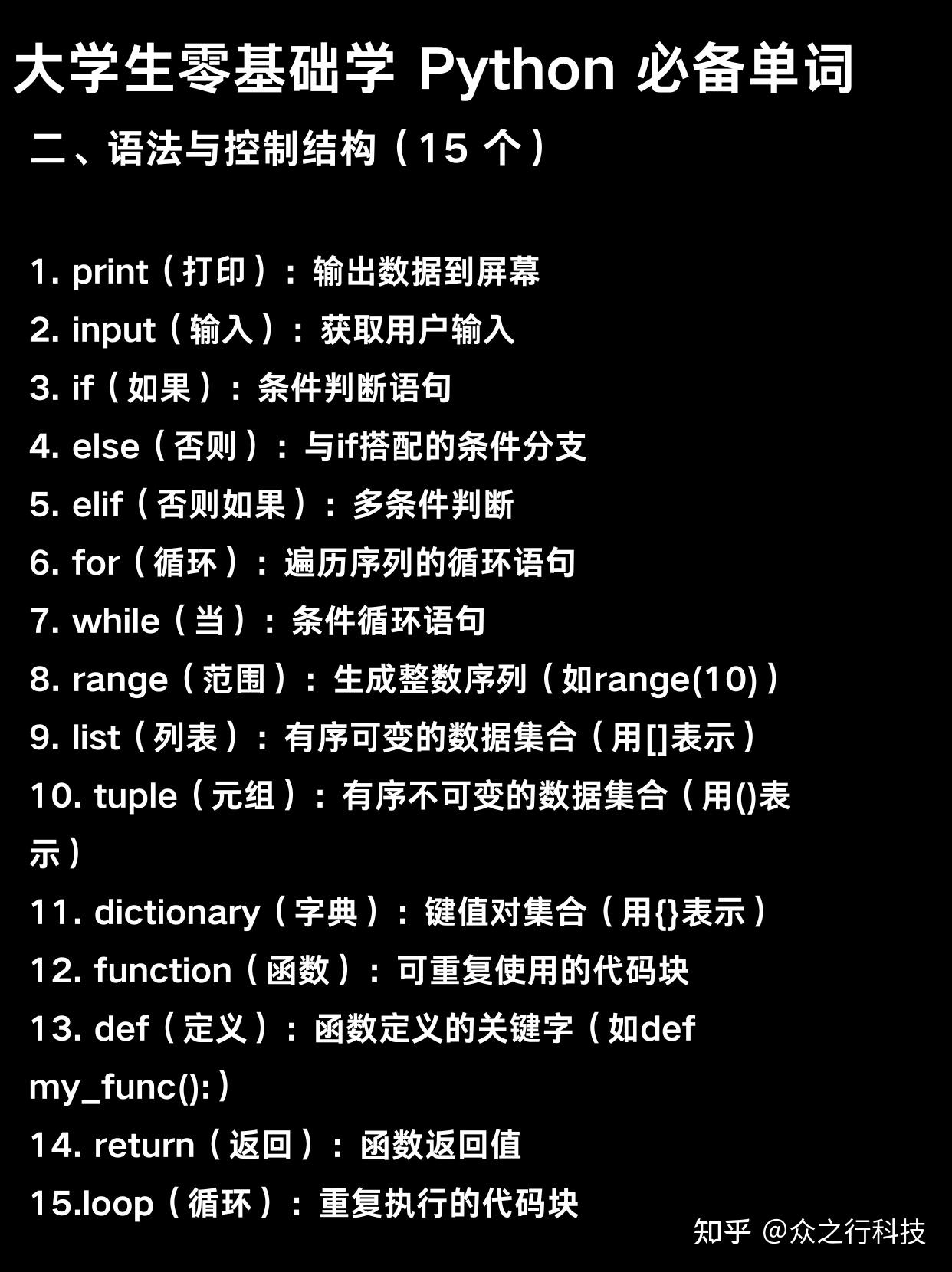 大学生零基础学 Python 必备 50 个核心单词 - 知乎