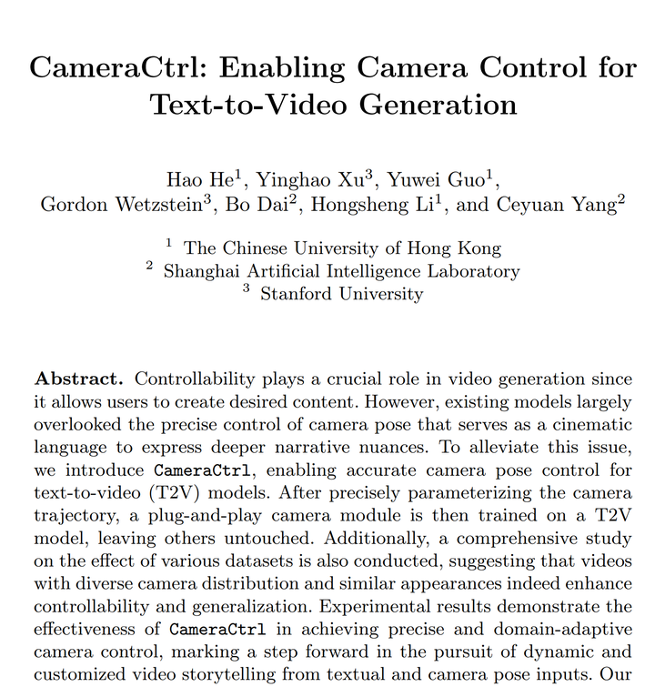 【LLM-多模态】CameraCtrl：实现文本到视频生成的相机控制 - 知乎