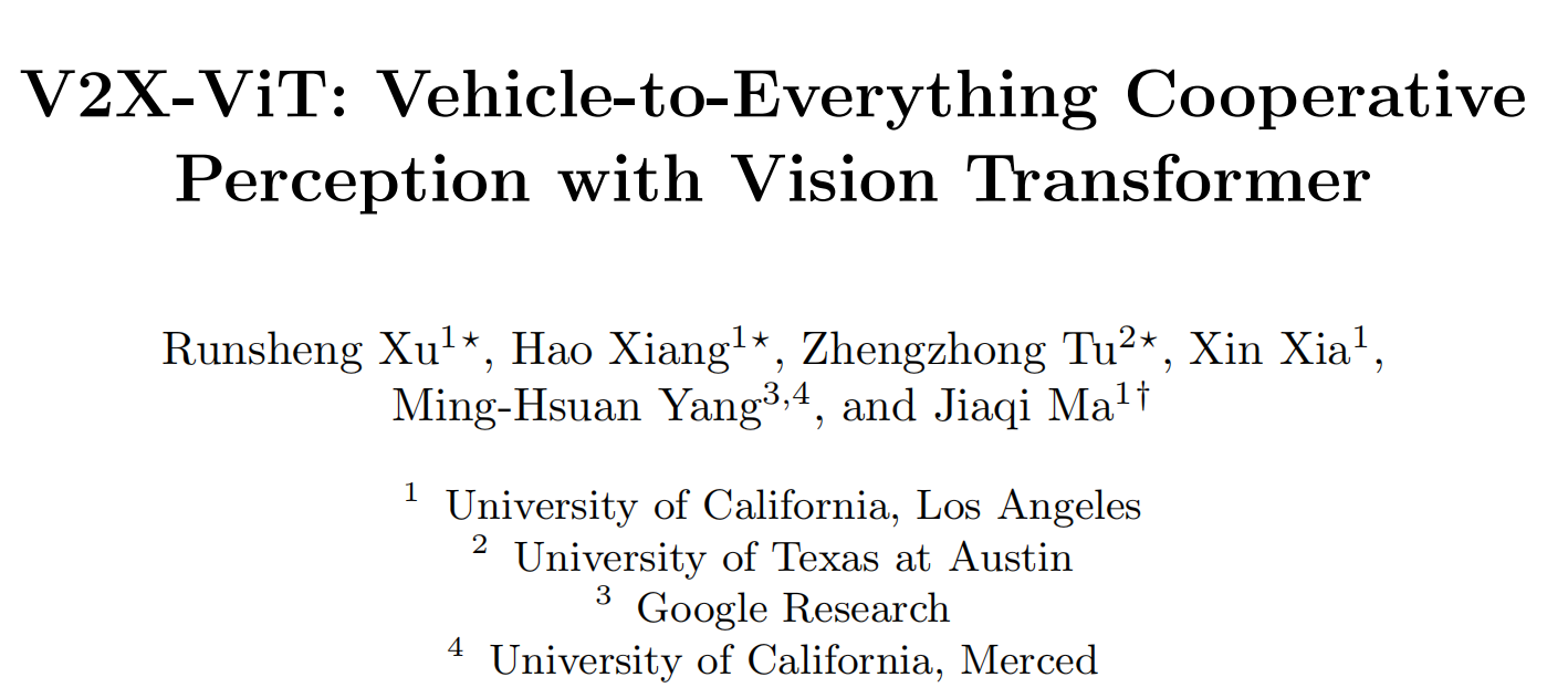 论文笔记：V2X-ViT: Vehicle-to-Everything Cooperative Perception with Vision Transformer - 知乎