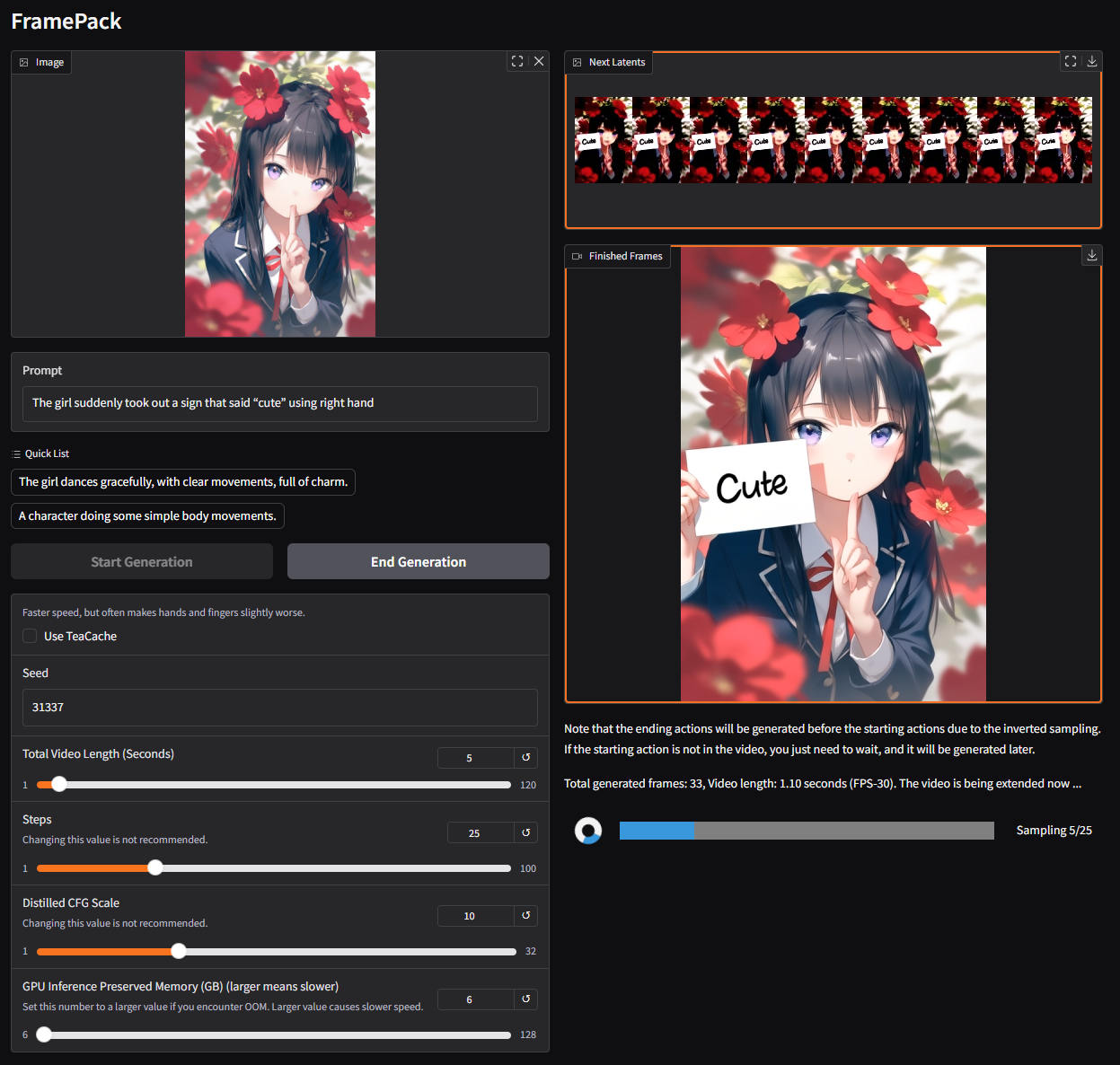 FramePack：用6GB显存也能生成高清视频！ - 知乎