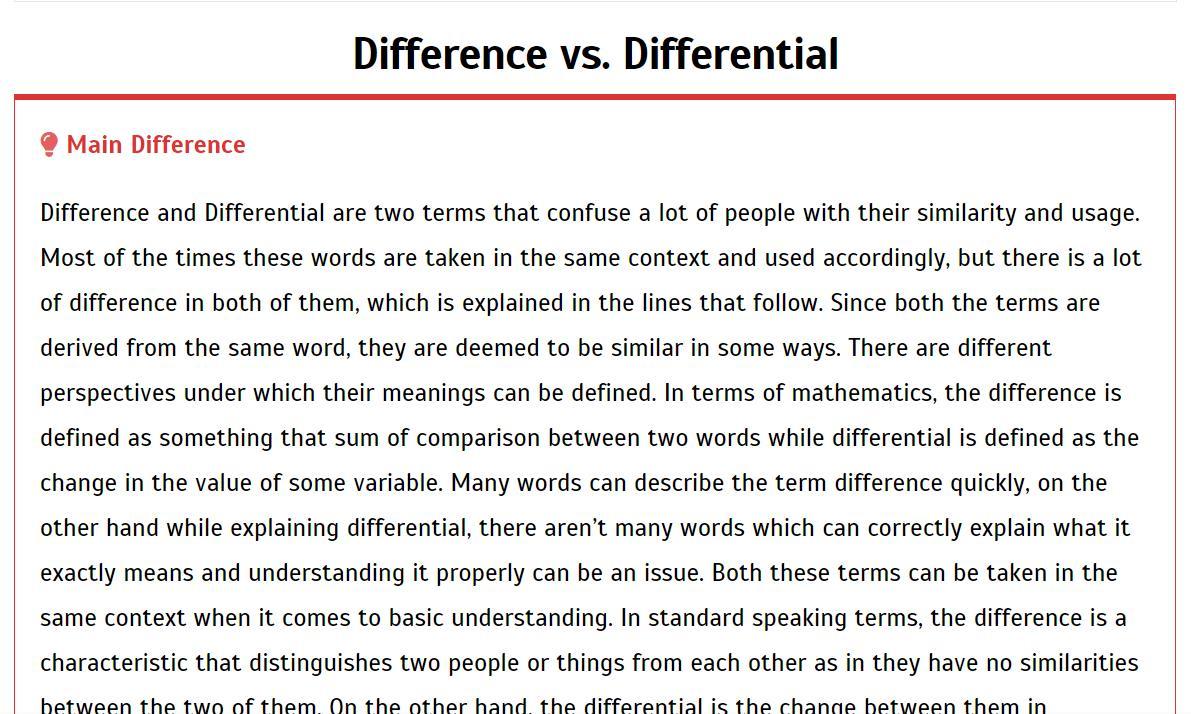 Difference vs. Differential - 知乎