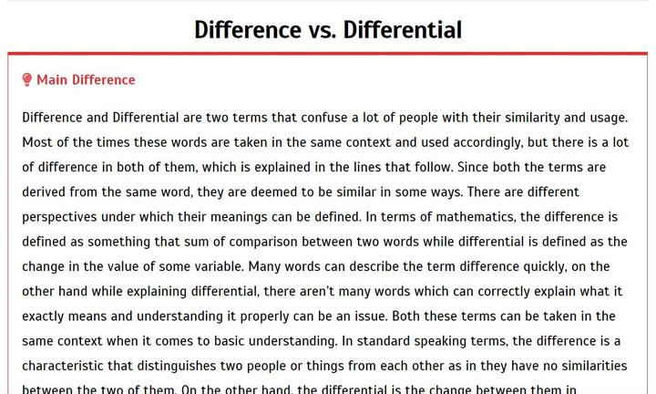 Difference vs. Differential - 知乎