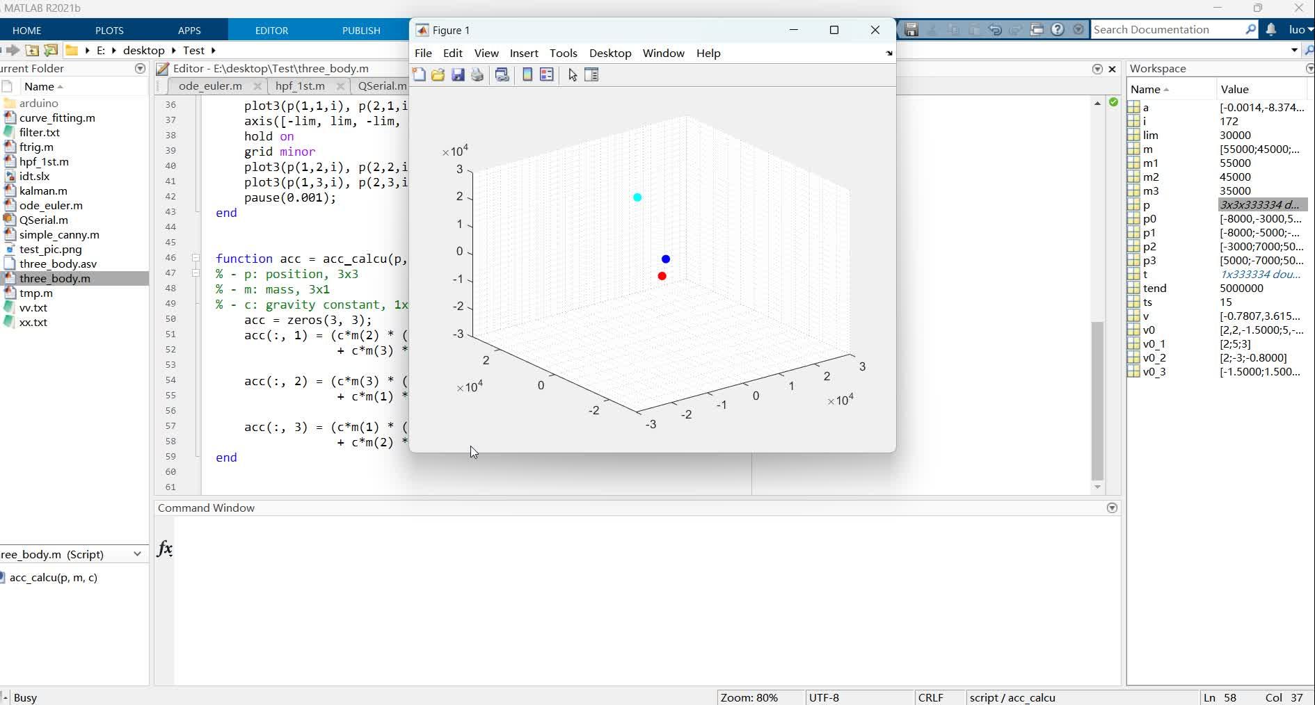三体运动模拟 Matlab - 知乎