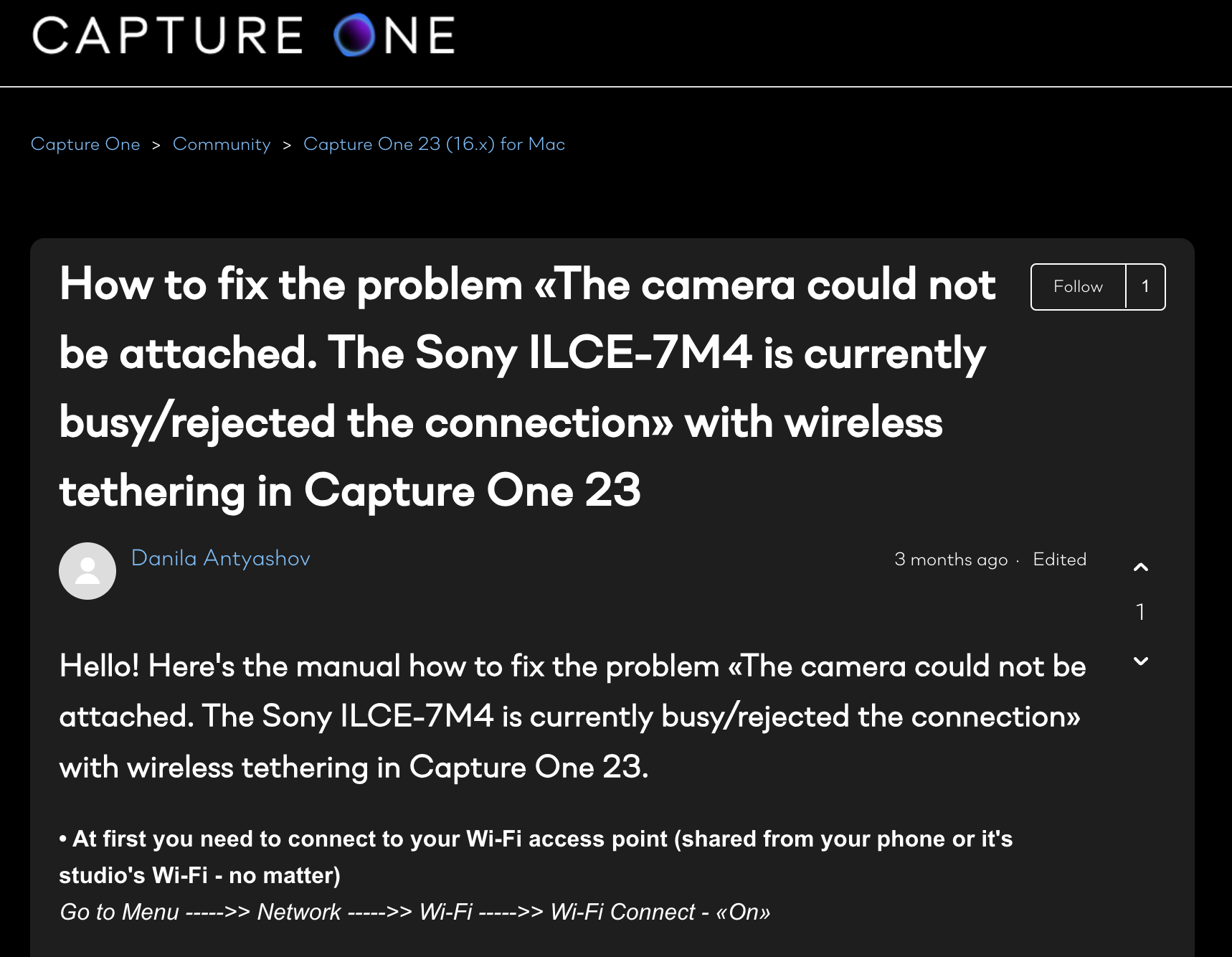 索尼A7M4无线联机拍摄capture one - 知乎