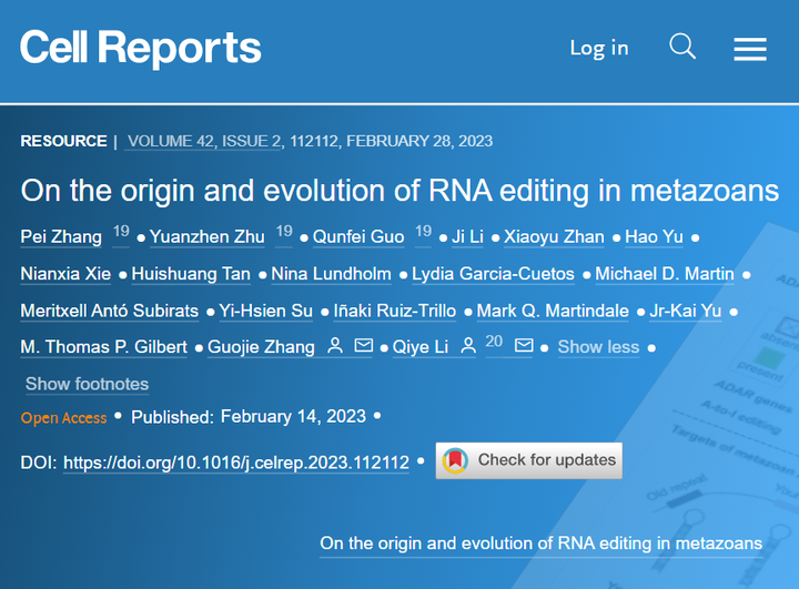 华大联合浙大等机构揭示动物界RNA编辑机制的起源和演化过程 - 知乎
