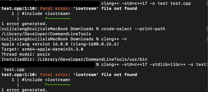 解决macOS系统自带的clang++编译过程中找不到头文件的问题 - 知乎