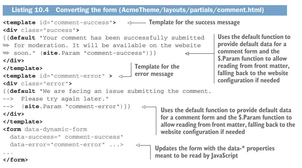 [Hugo in Action | Atishay Jain]10.4 将 JavaScript 转换为由 HTML 代码控制的实用程序 - 知乎