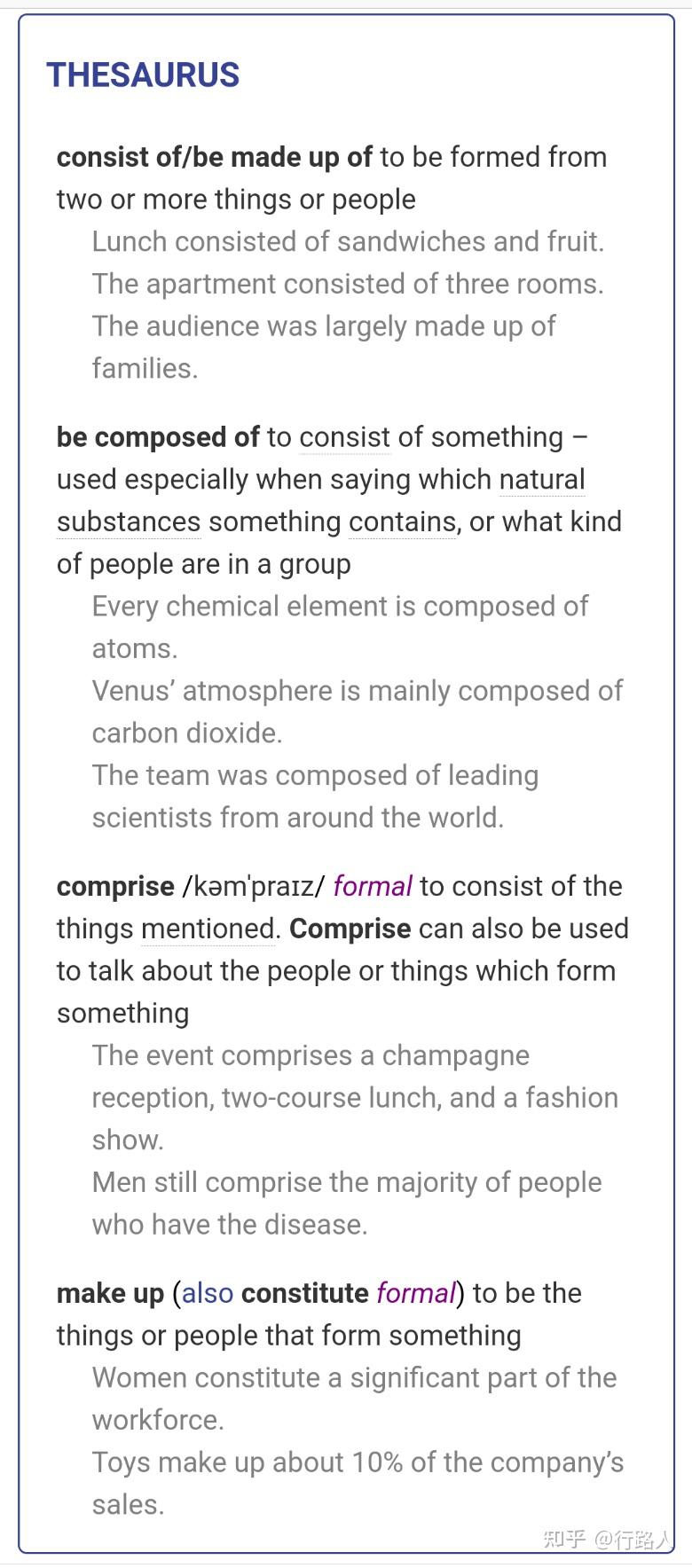 compose of 和 consist of 在具体含义和应用语境上有什么区别？ - 知乎