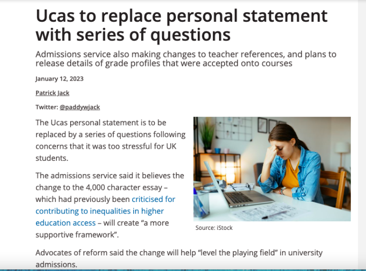 英国本科申请大变化！UCAS将取消PS个人陈述，从2024申请开始执行 - 知乎