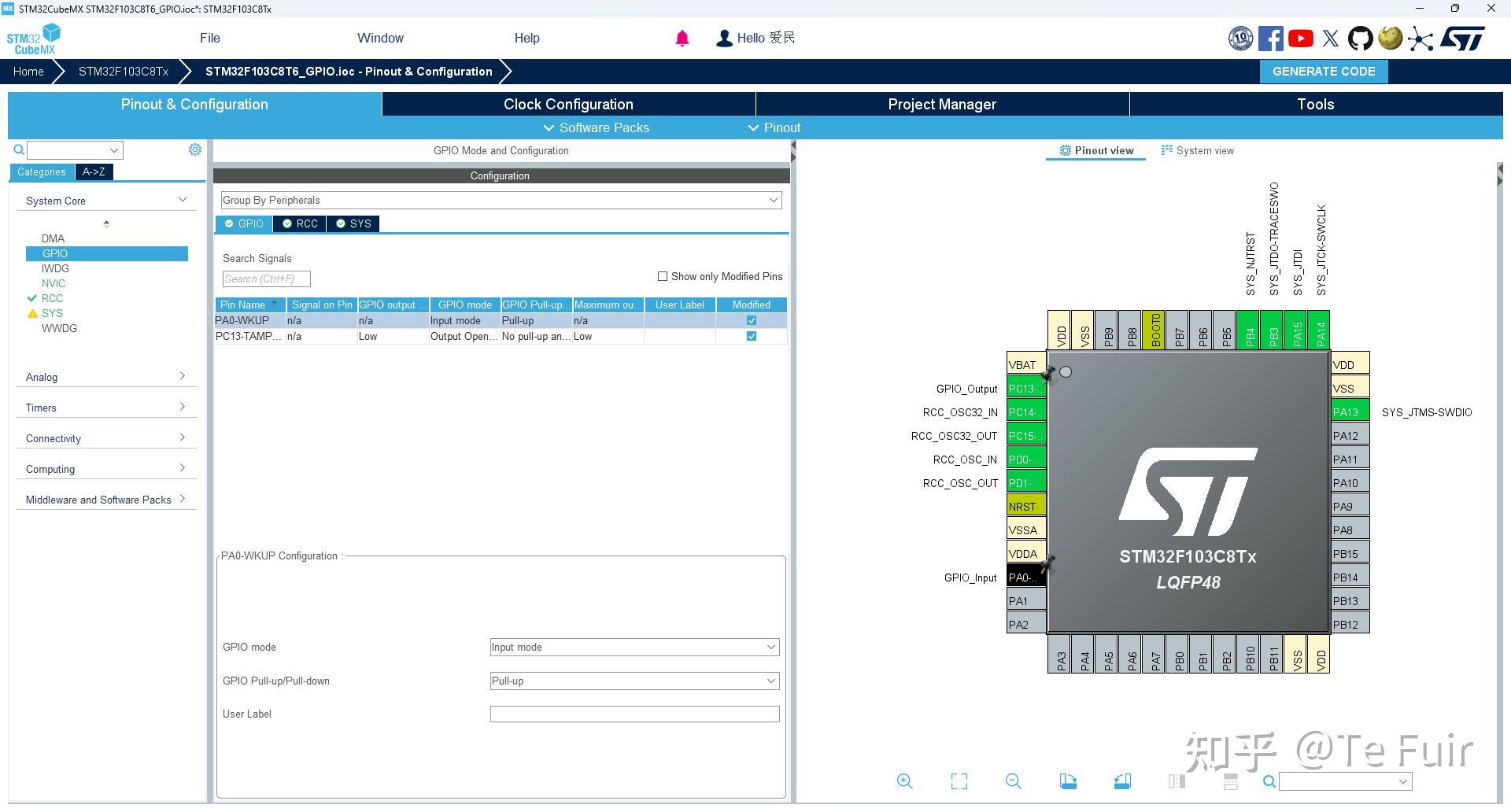 STM32开发板，怎么配置一个GPIO引脚为输入模式，另一个GPIO引脚为输出模式？ - 知乎