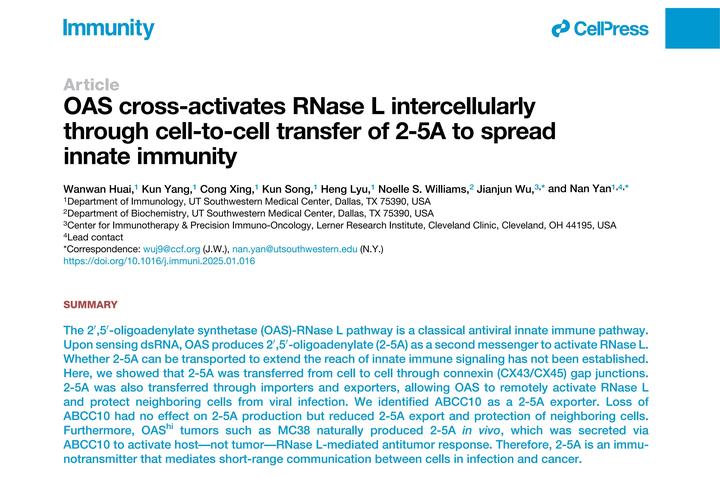 文献分享 | Immunity：OAS通过2-5A的细胞间转移，在细胞间交叉激活RNase L，传播先天免疫 - 知乎