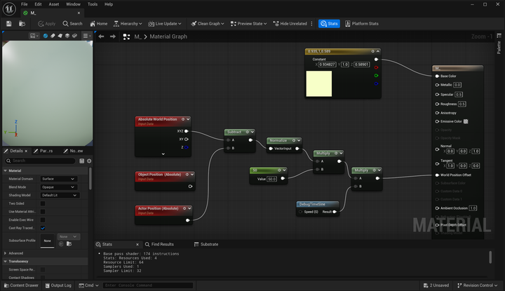 虚幻引擎UE5 | 材质动画基础 | 动态偏移实现分析，以及World Position / Object Position / Actor Position 在世界位置偏移计算中起到什么作用 ...