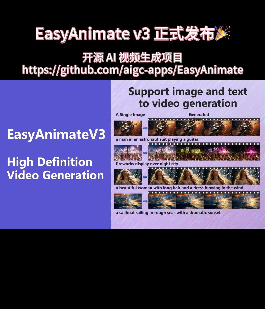 EasyAnimate-v3版本支持I2V及超长视频生成 - 知乎