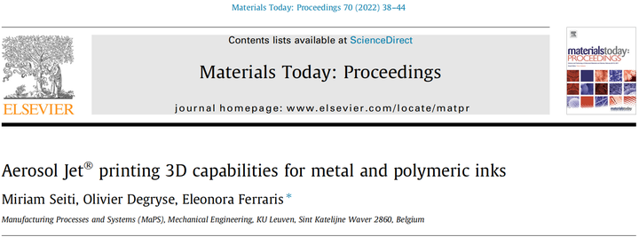 《Materials Today : Proceedings》：用于金属和聚合物油墨的气溶胶喷射3D打印能力 | 云尚智造 - 知乎