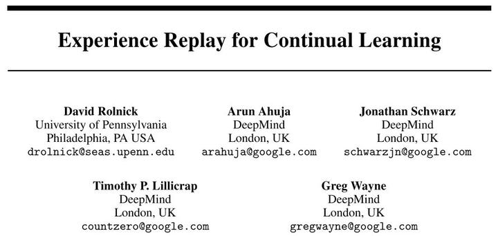 Experience Replay for Continual Learning - 知乎