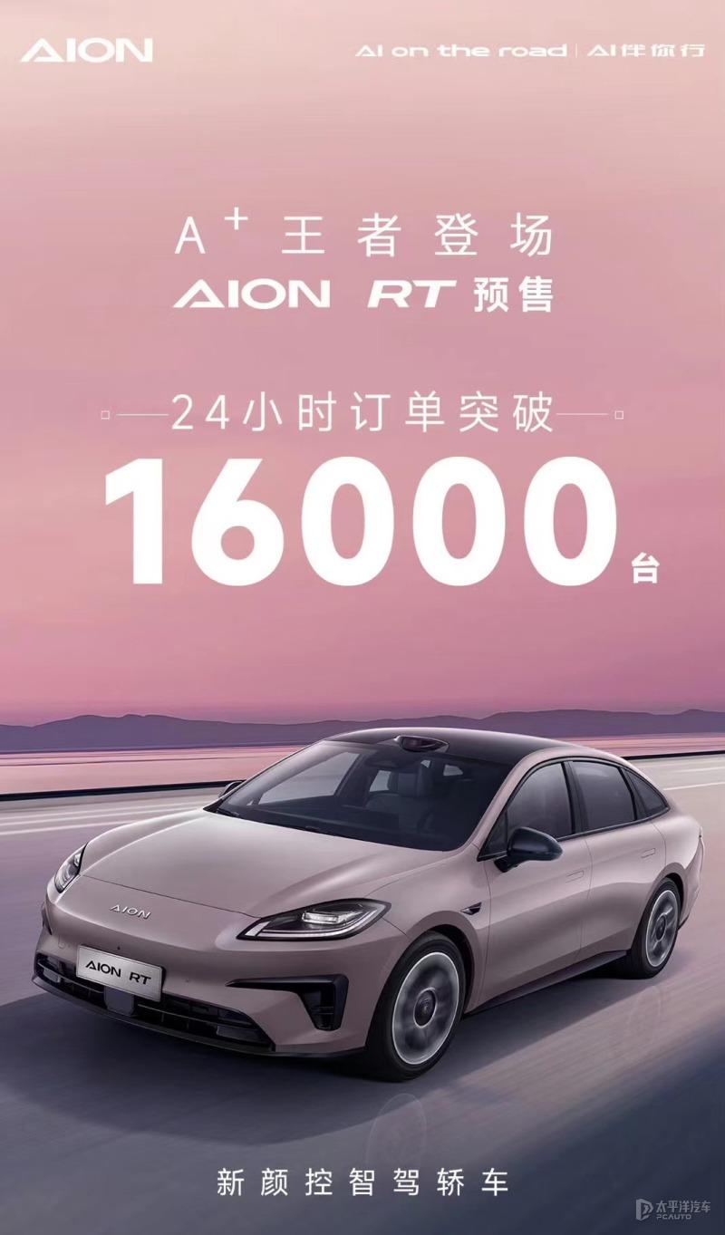 预售11.98万起 埃安AION RT预售24小时订单突破16000台 - 知乎