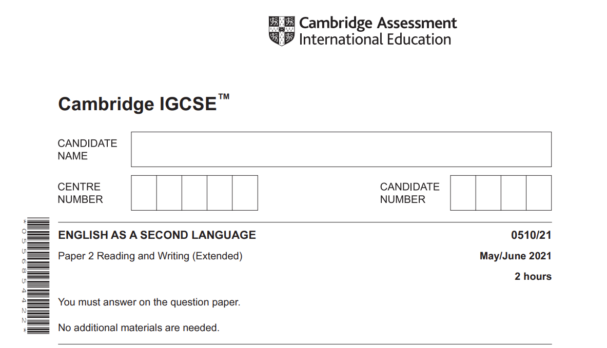 剑桥国际CIE考试 IGCSE 英语 ESL English as a Second Language (Speaking endorsement) (0510) 历年真题及手写答案（分享） - 知乎
