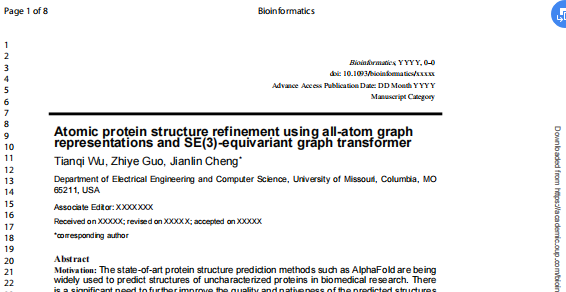 Bioinformatics|全原子图表示和SE(3)等变图Transformer来细化Alphafold等工具预测的蛋白质结构 - 知乎