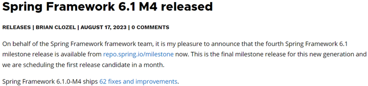 Spring 6.1 M4发布，已兼容虚拟线程和JDK 21 - 知乎