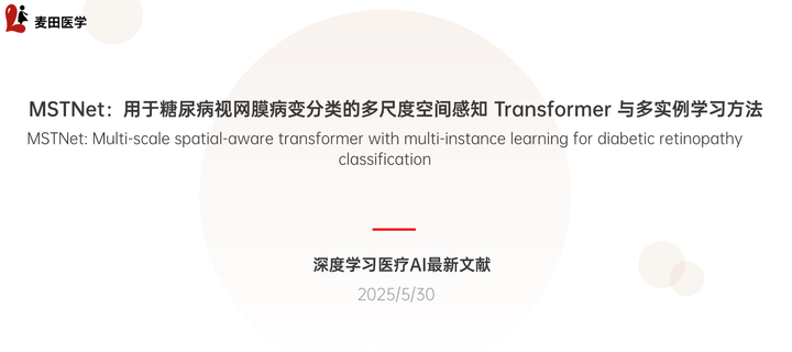 MSTNet：用于糖尿病视网膜病变分类的多尺度空间感知 Transformer 与多实例学习方法|文献速递-深度学习医疗AI最新文献 - 知乎