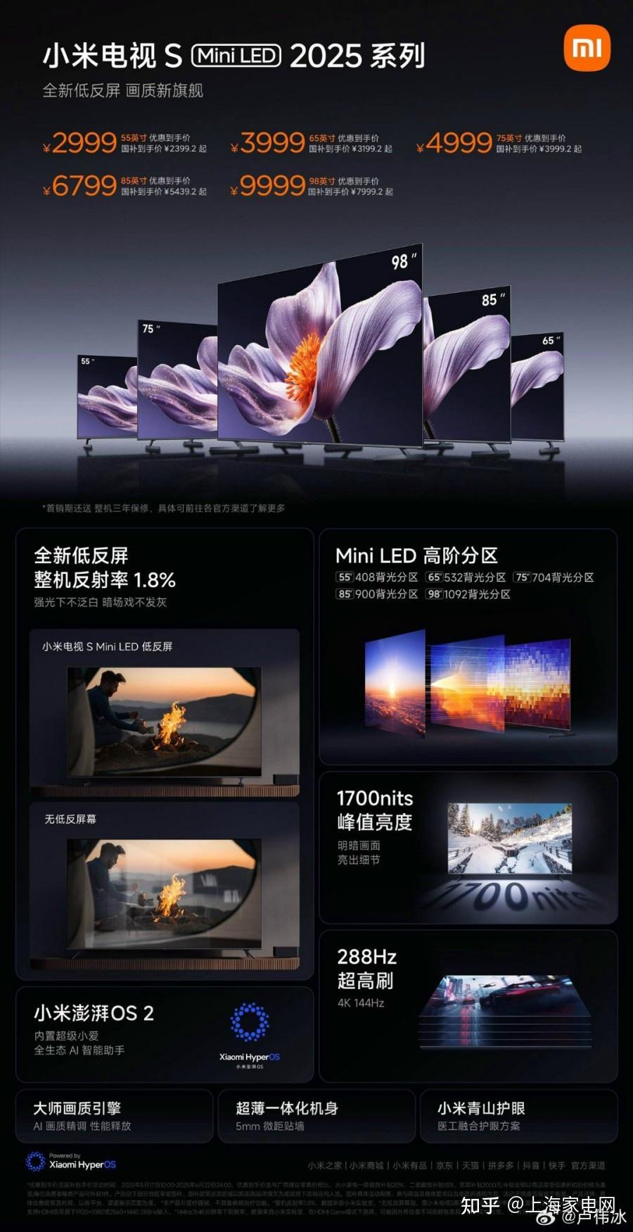 国补托底+高配拉新，起售价2399元小米S MiniLED 2025系列冲击618 - 知乎