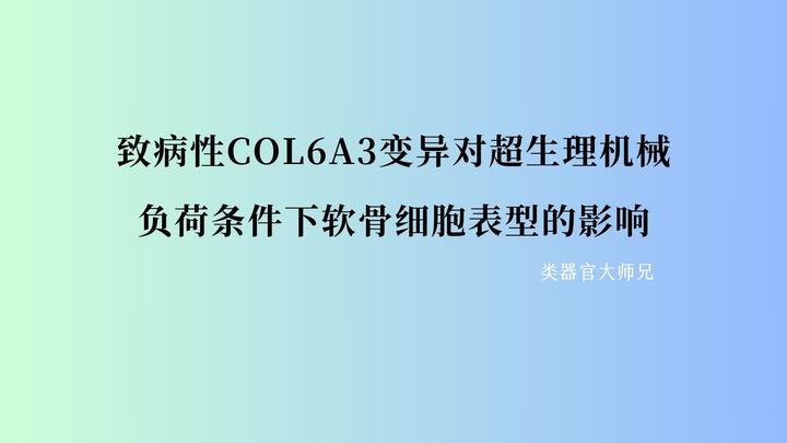 Adv Sci | 致病性COL6A3变异对超生理机械负荷条件下软骨细胞表型的影响 - 知乎