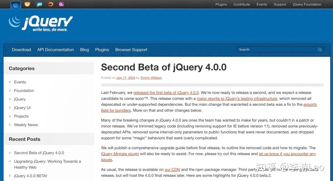 你可能不敢想象，2025 年，jQuery要更新到 4.0 了 - 知乎