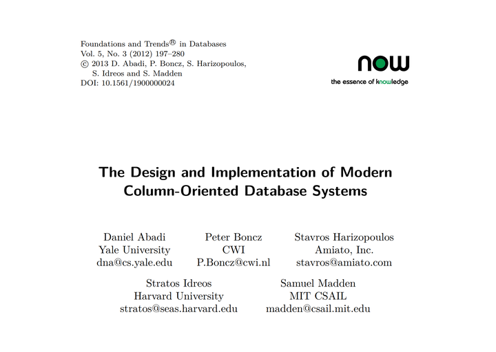 The Design and Implementation of Modern Column-Oriented Database Systems 笔记 - 知乎