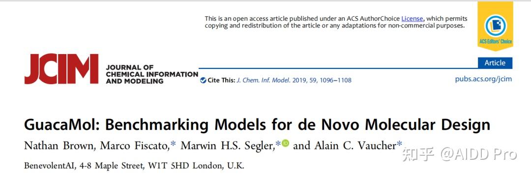 JCIM | GuacaMol：从头分子设计的基准模型 - 知乎