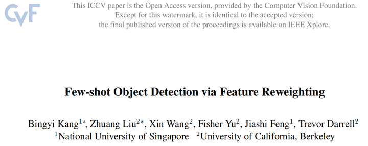 【小样本检测】few Shot Object Detection Via Feature Reweighting 知乎
