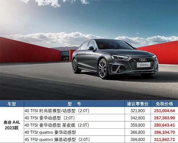 科技魅力与进取格调的豪华B级轿车奥迪A4L 2023年型正式上市，留学生免税车价格发布 - 知乎