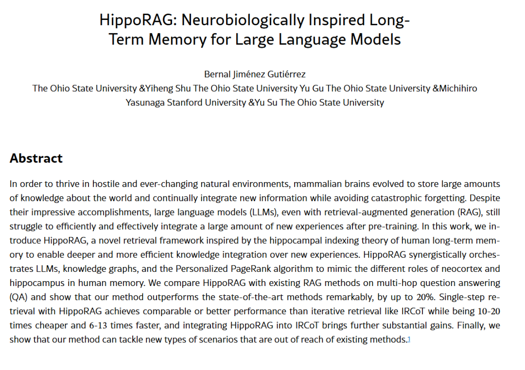 HippoRAG：突破性的知识图谱增强神经生物学启发长期记忆框架，让大模型更聪明 - 知乎