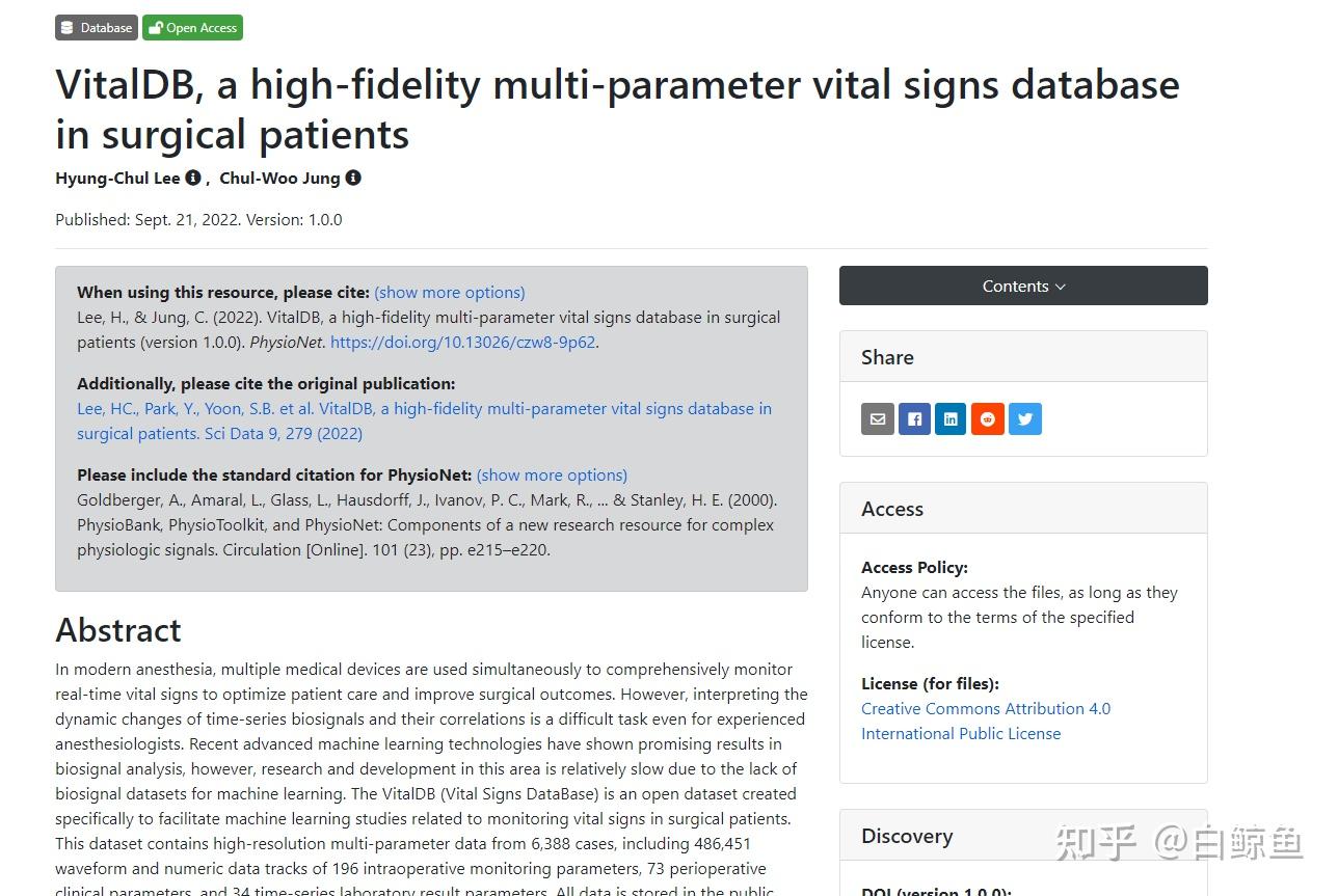 Vitaldb A High Fidelity Multi Parameter Vital Signs Database In
