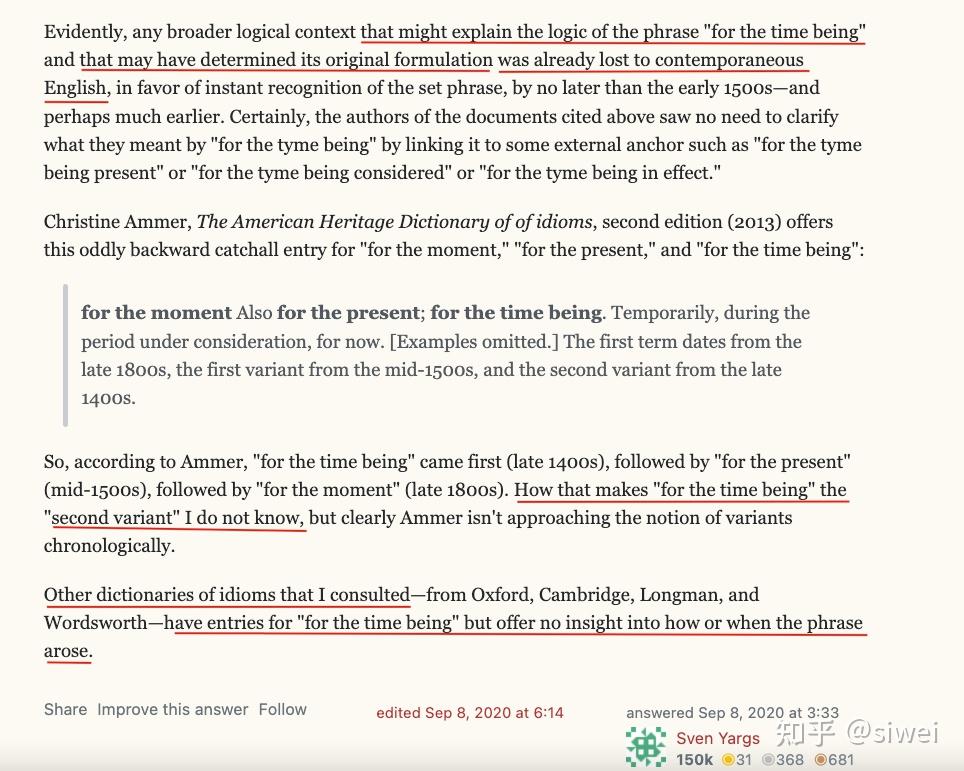 for the time being是什么语法结构？ - 知乎