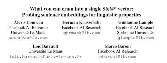 《What you can cram into a single vector: Probing sentence embeddings ...