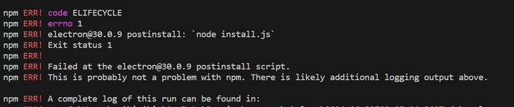 安装electron失败，报错npm ERR! code ELIFECYCLE的问题 - 知乎