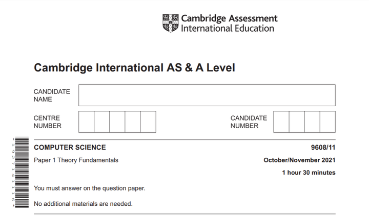 剑桥国际CIE考试 Alevel 计算机科学 Computer Science (9608/9618) 历年真题及手写答案（分享） - 知乎