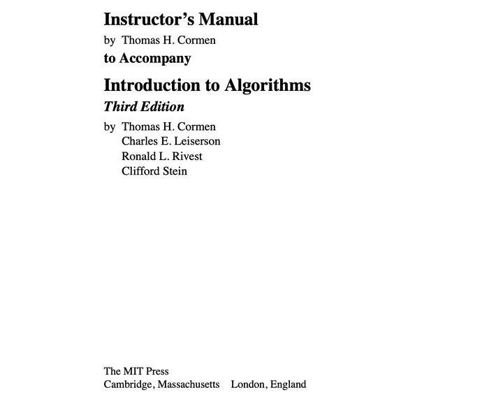 算法导论 教师手册 包含每章答案 (introduction to algorithms CLRS) - 知乎