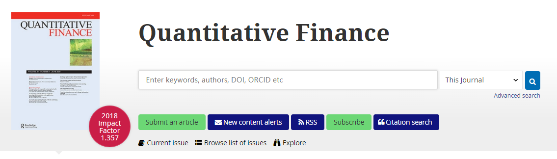 Quant-量化-金融数学-金融工程-期刊品鉴-01： Quantitative Finance - 知乎