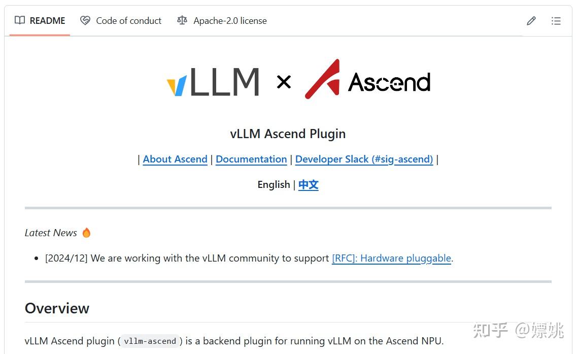 如何看待vllm-project/vllm-ascend, "vLLM原生支持华为昇腾"？ - 知乎