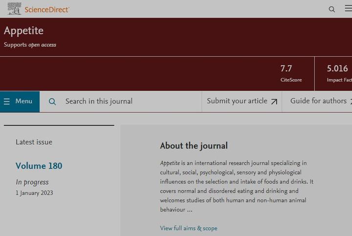 APPETITE是不是预警期刊，发表难度怎么样？是水刊吗？【官网】 - 知乎
