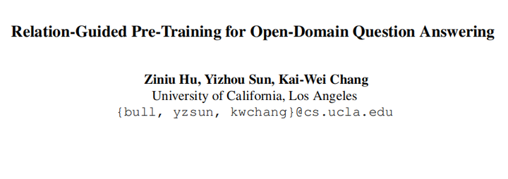 Relation-Guided Pre-training for Open-Domain Question Answering - 知乎