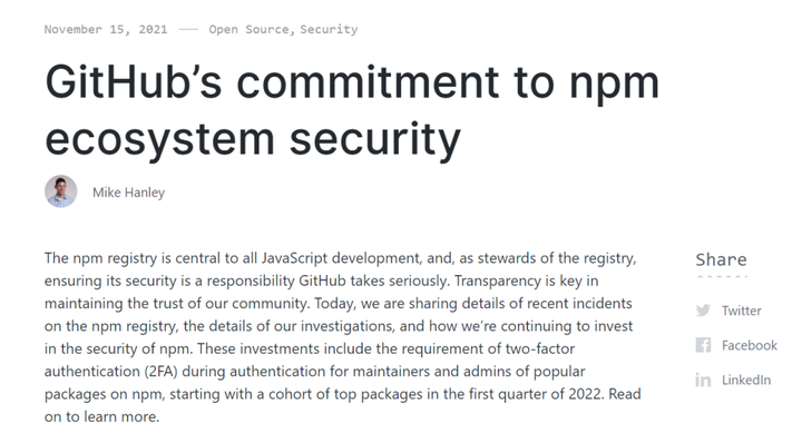 Github 修复 npm 注册表漏洞，并对其推行 2FA 强认证登录 - 知乎