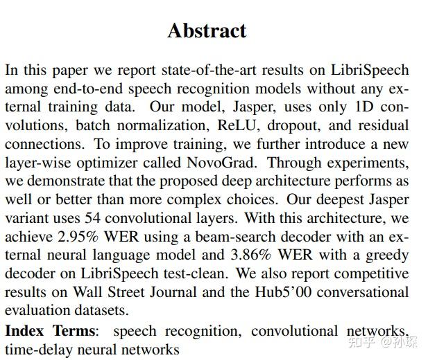 英伟达NeMo开源对话工具包ASR、NLP、TTS（4）Jasper 模型 - 知乎